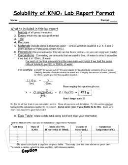 Lab Solubility Curve of Potassium Nitrate