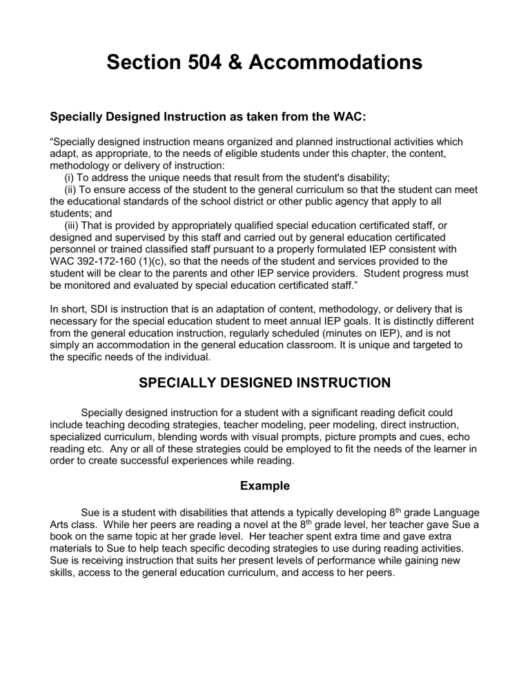 Summary Of Section 504 And Appropriate Accommodations 