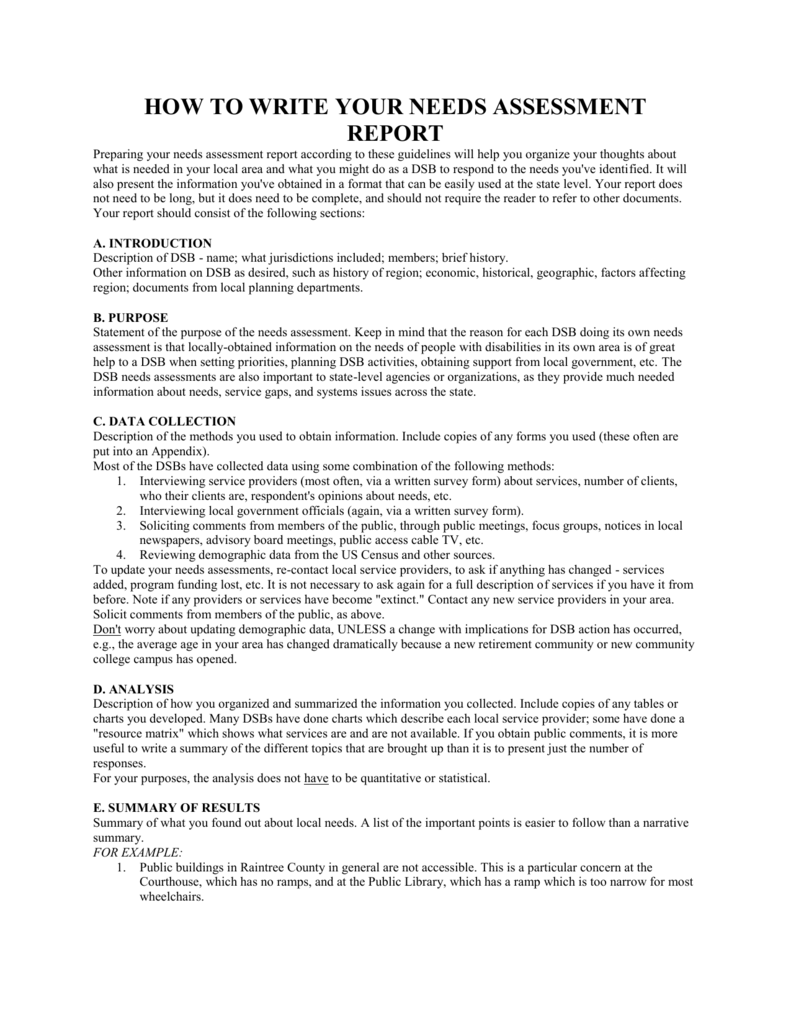 How To Write Your Needs Assessment Report