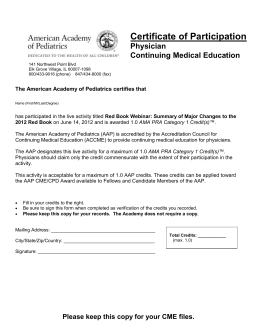 Sample CME Certificate - American College of Emergency Physicians