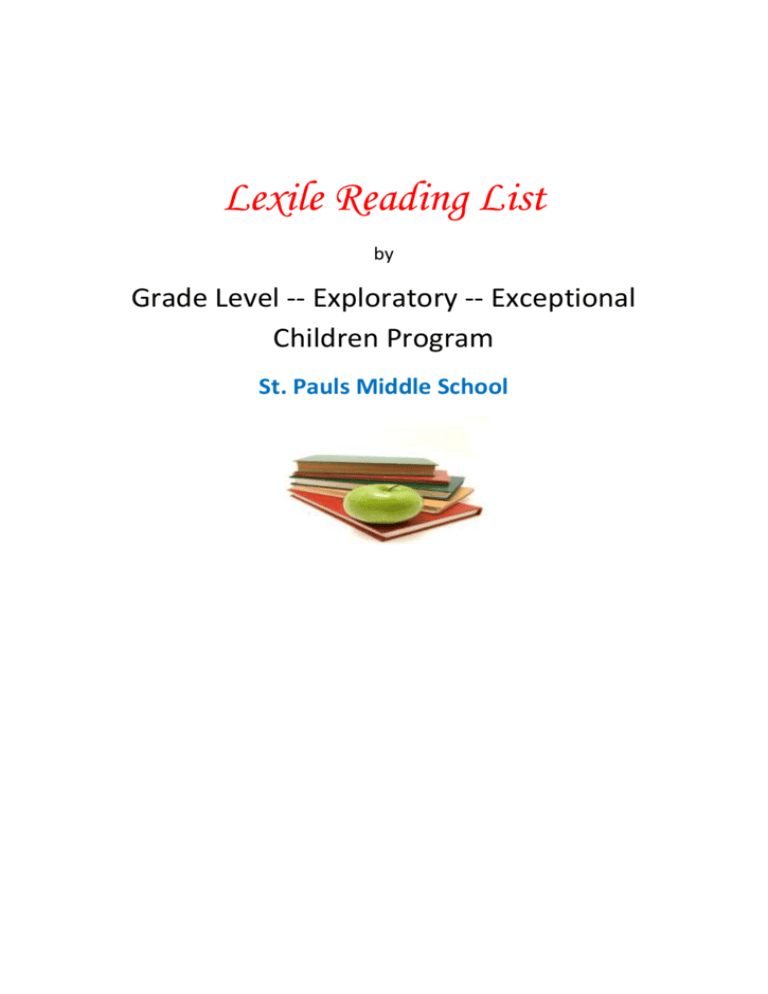 Lexile Reading List Lexile Reading List