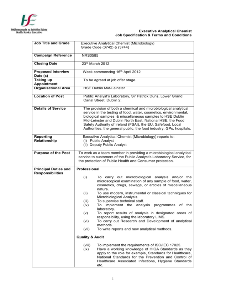 Executive Analytical Chemist Executive Analytical Chemist