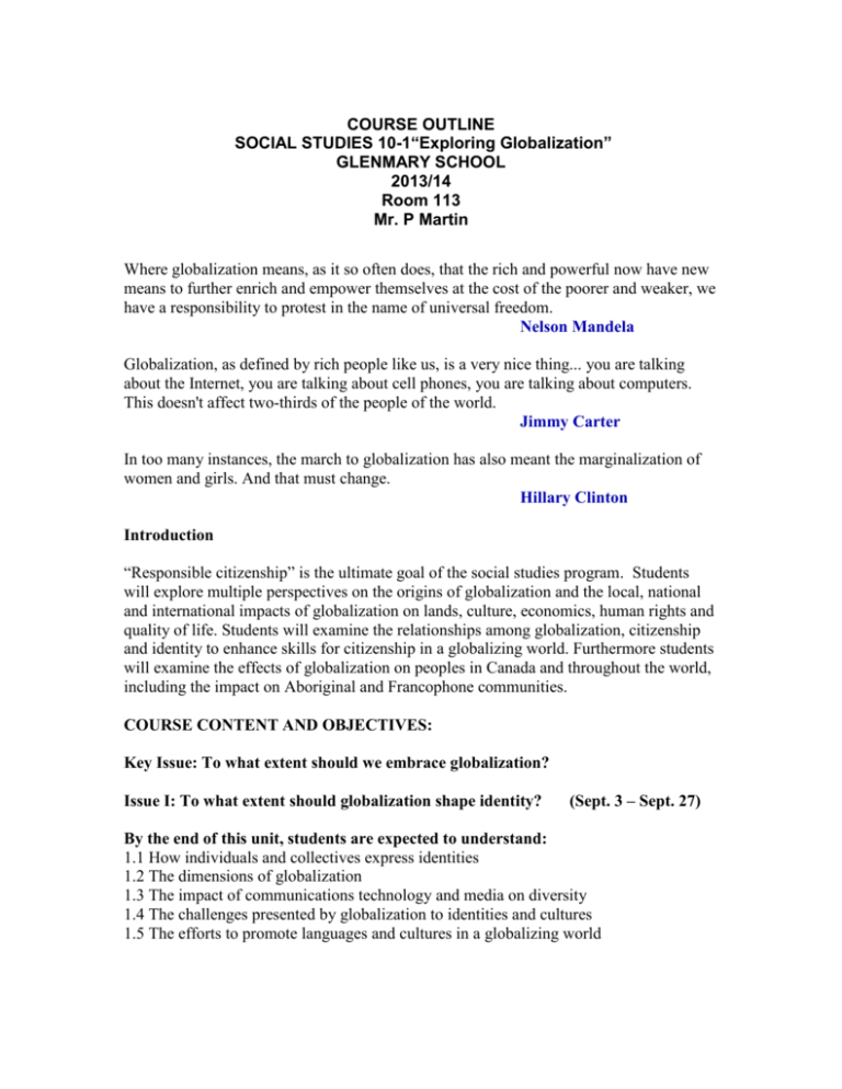 SS 10 1 Course Outline SS 10 1 Course Outline