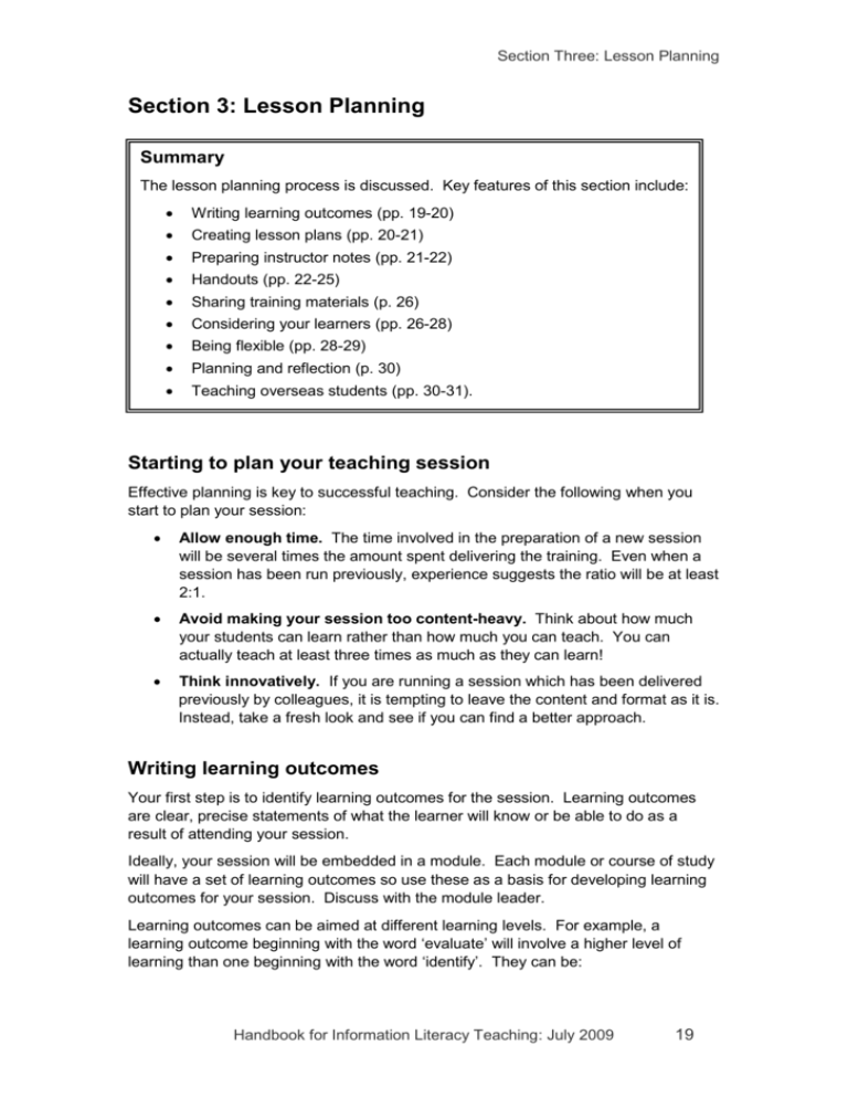 Section 3 Lesson Planning 0853