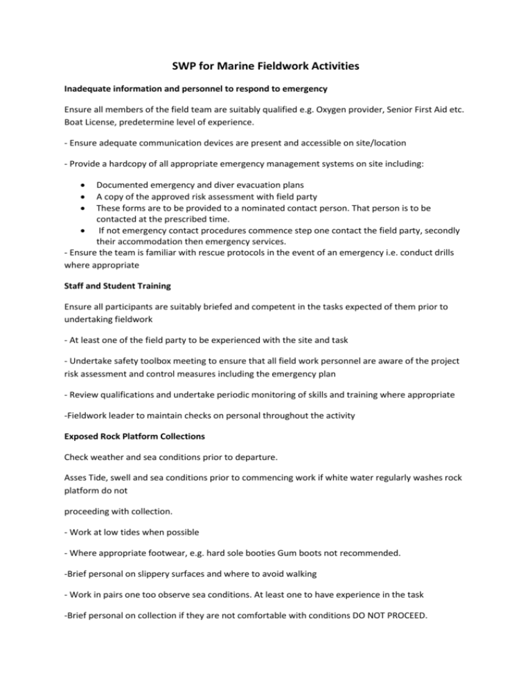 marine safe work procedure