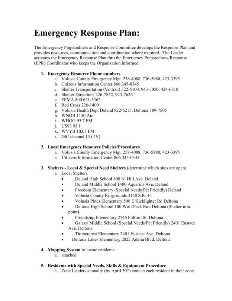 Emergency Response Plan
