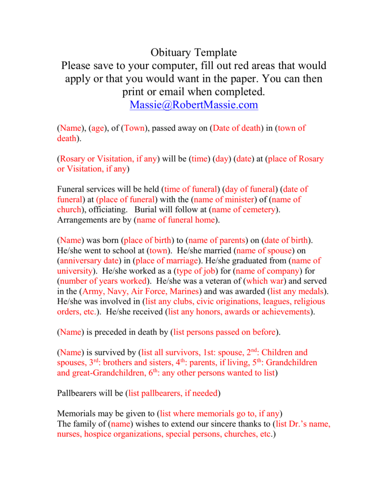 Obituary Template