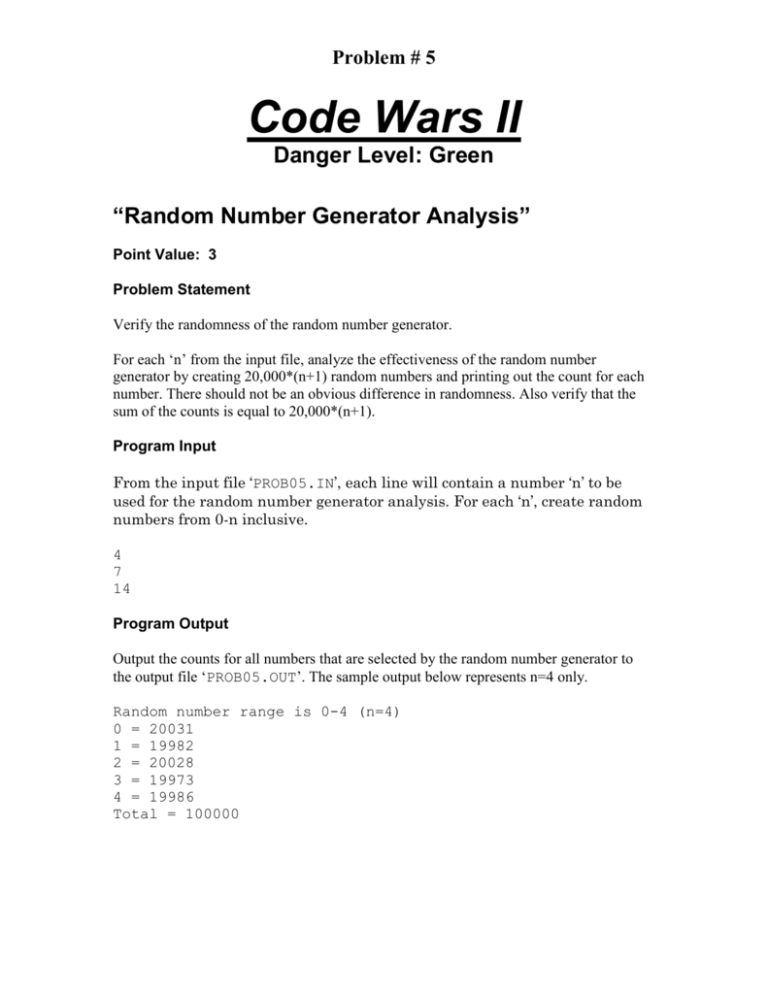 Random Number Generator Analysis