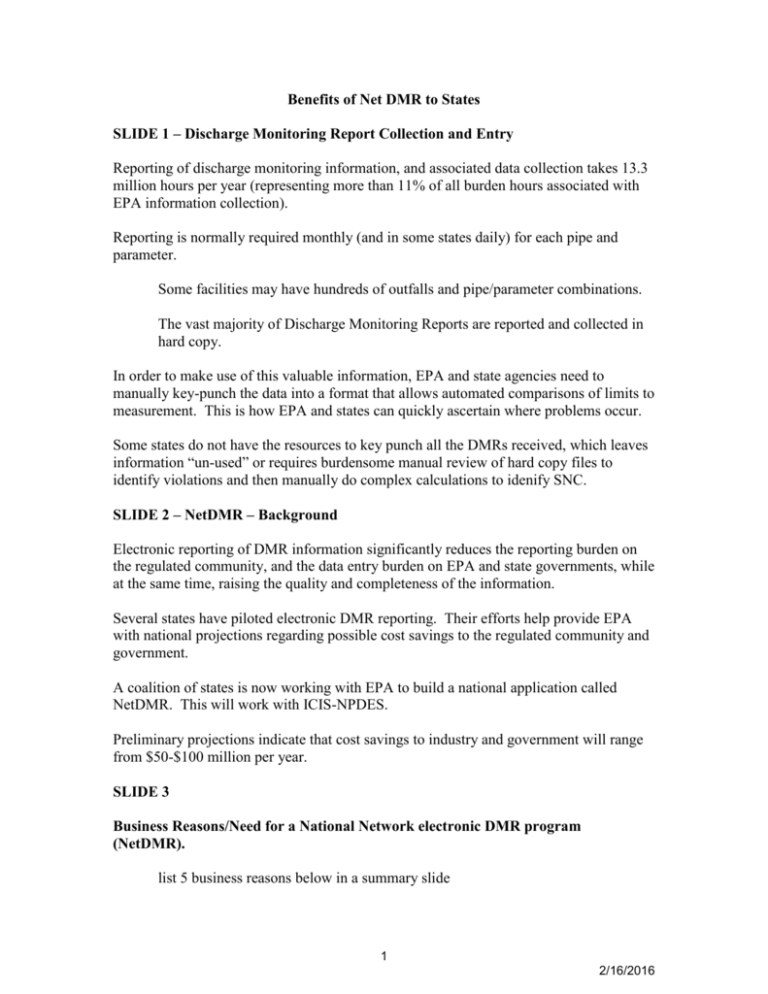 State Benefits for NetDMR
