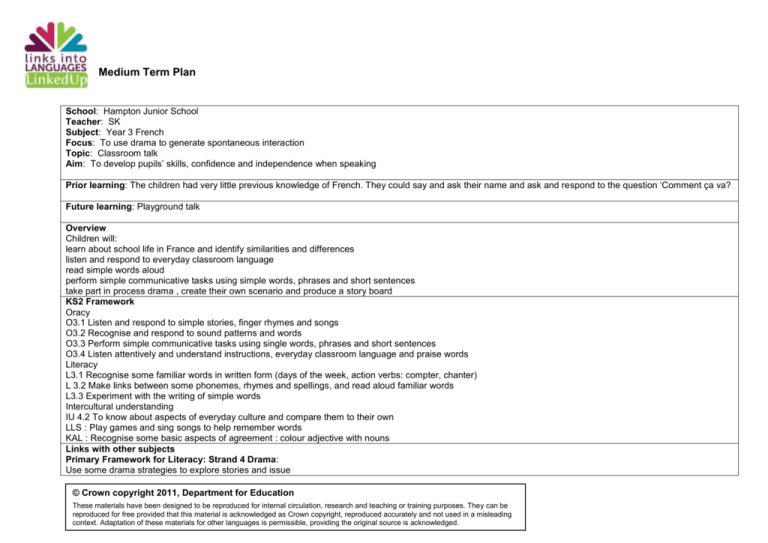 Classroom Talk Scheme Of Work
