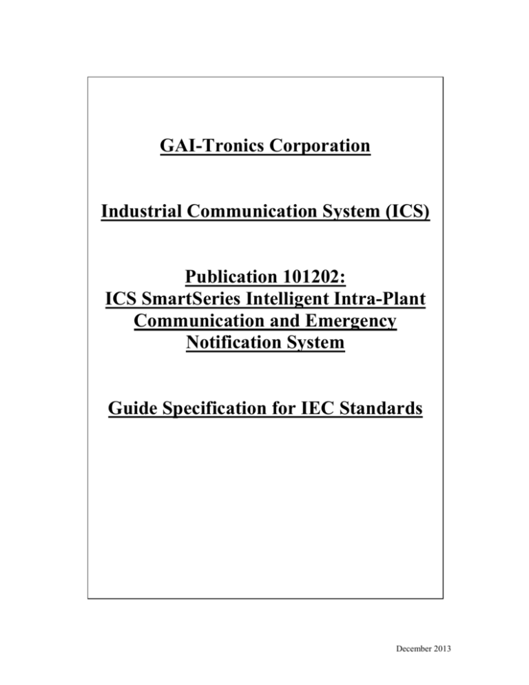 ICS SmartSeries IEC Specifications Pub. 101202 - GAI