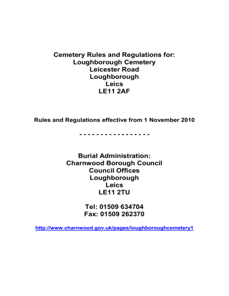 Cemetary Rules And Regulations