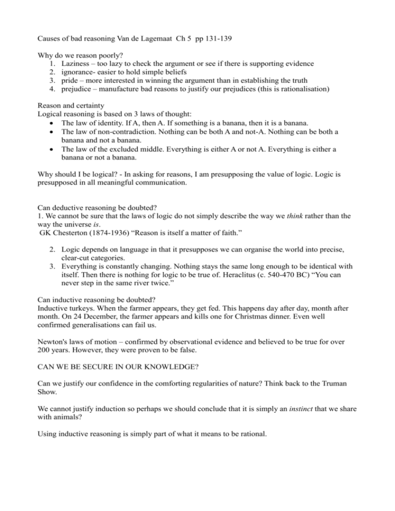 Causes Of Bad Reasoning