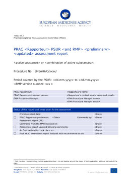 PSUR Assessment Report template for use by Member States