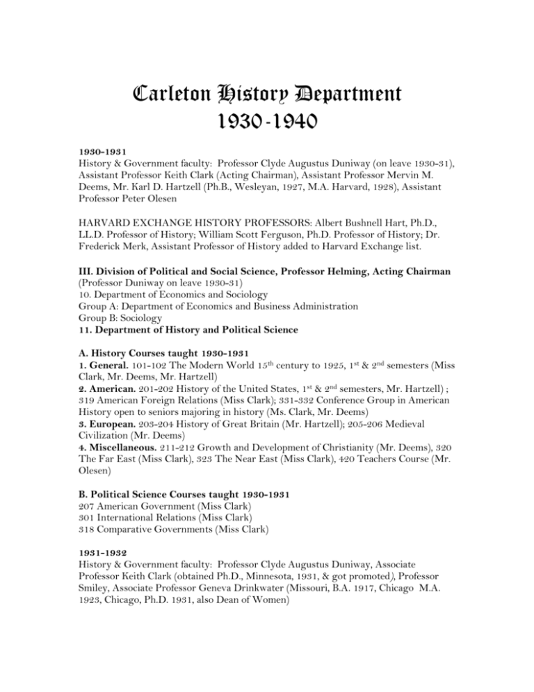 Carleton History Department