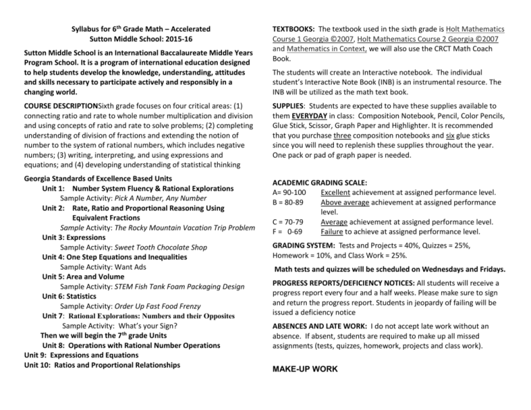 Syllabus For Seventh Grade Language Arts