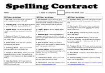 Spelling Contract: Activities & Study Options
