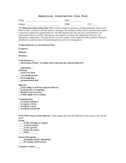 Behavior Intervention Plan: CHEAT SHEET