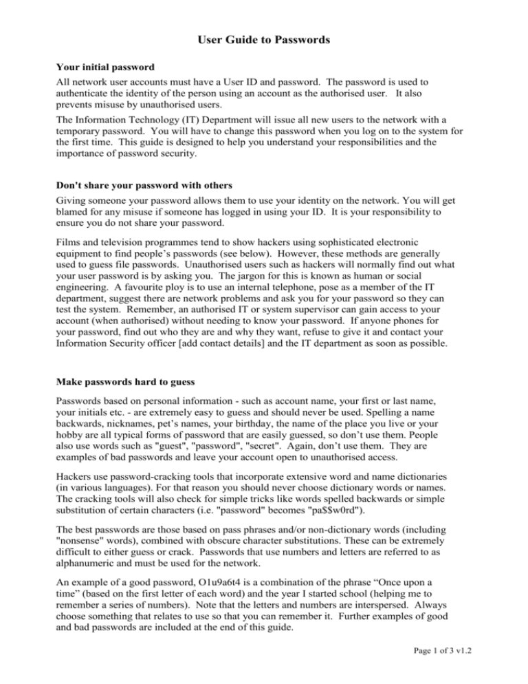 DH NHS IG User Guide To Passwords dh-nhs-ig-user-guide-to-passwords