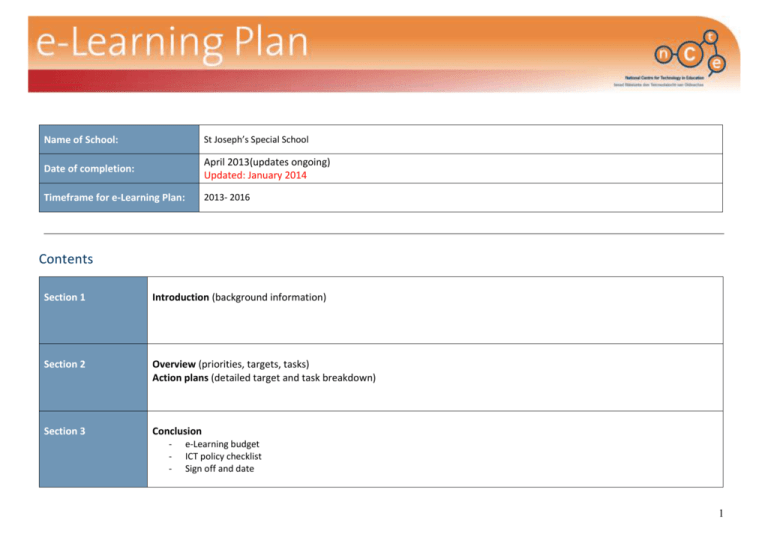 e-Learning Plan Template - St Joseph`s Special School