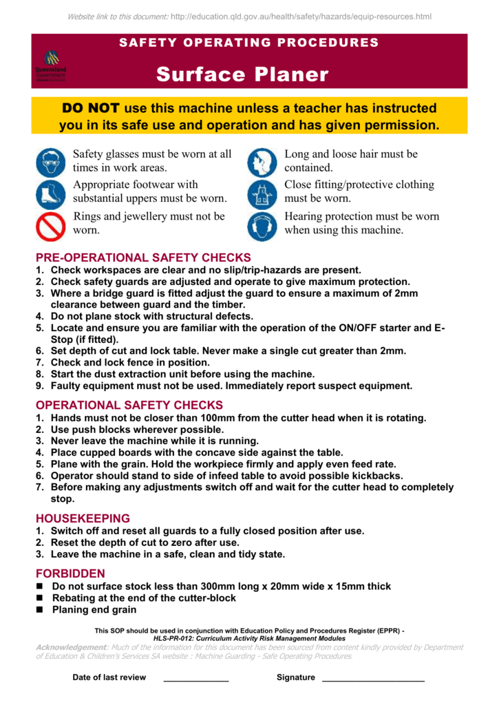SAFETY OPERATING PROCEDURE SAFETY OPERATING PROCEDURE