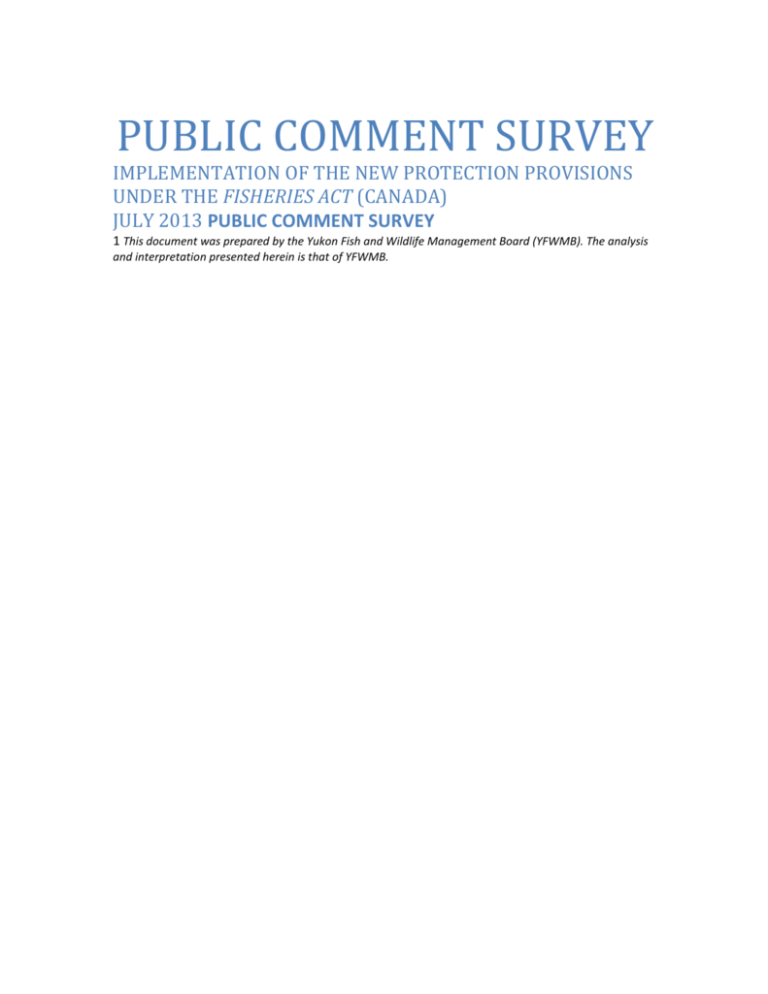 PUBLIC COMMENT SURVEY