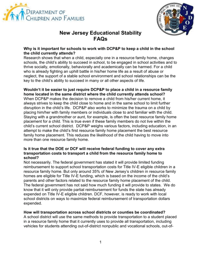 NJ Ed STability FAQs