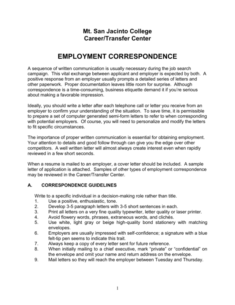 Employment Correspondence