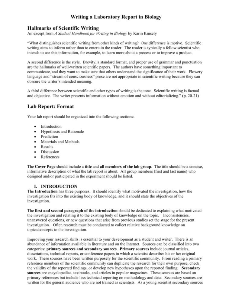 Writing A Laboratory Report