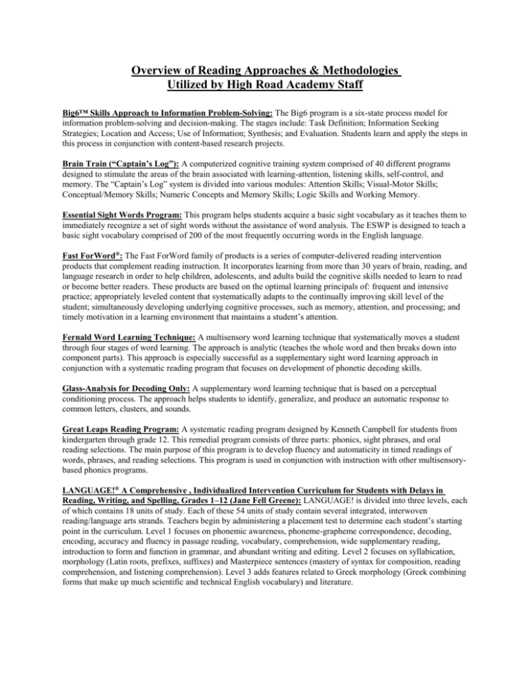 An Overview Of Reading Approaches