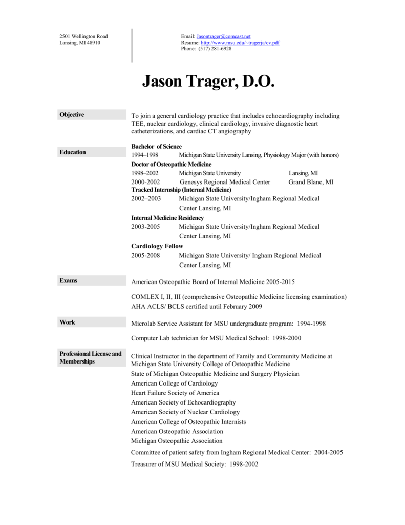 Contemporary Resume Michigan State University