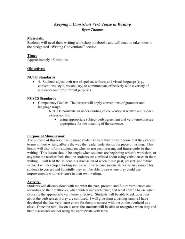 Keeping A Consistent Verb Tense In Writing Keeping A Consistent Verb Tense In Writing