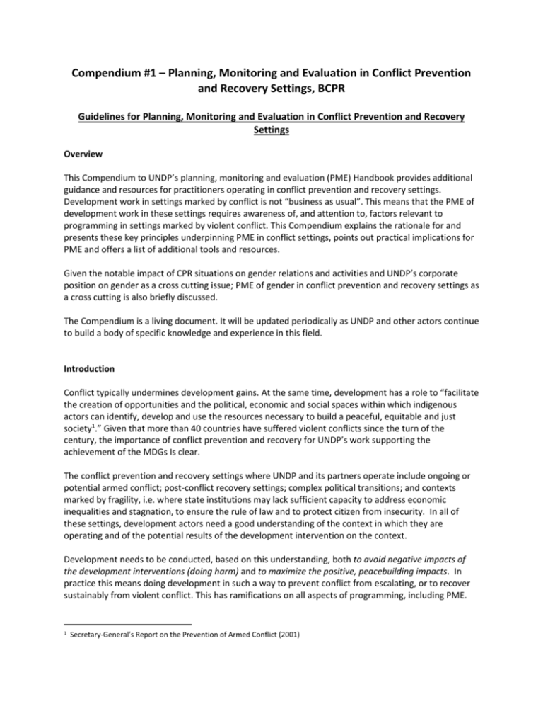 Guidelines For Planning Monitoring And Evaluation In