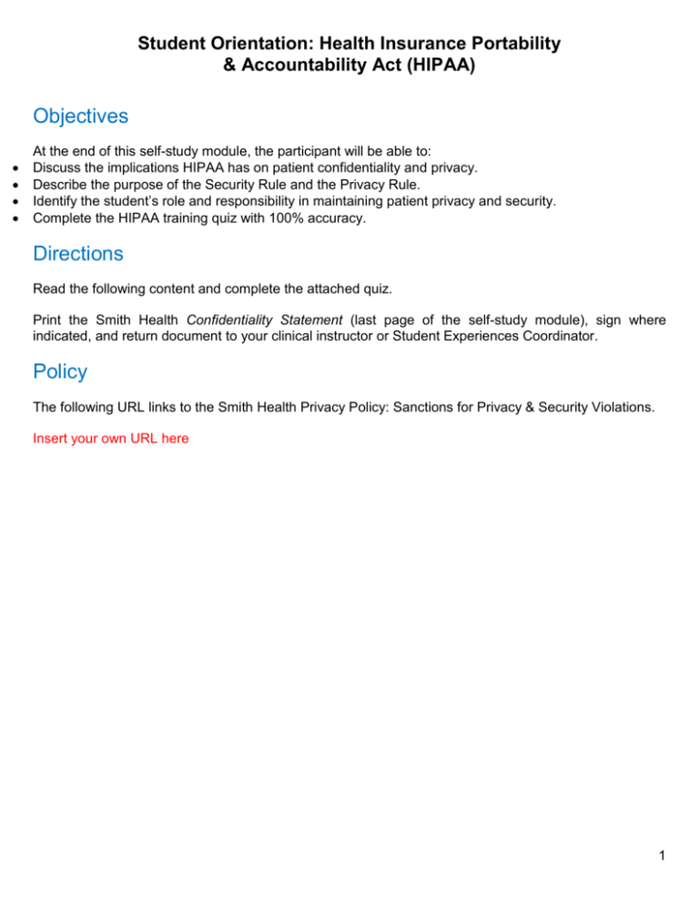 HIPAA Training for Medical Students