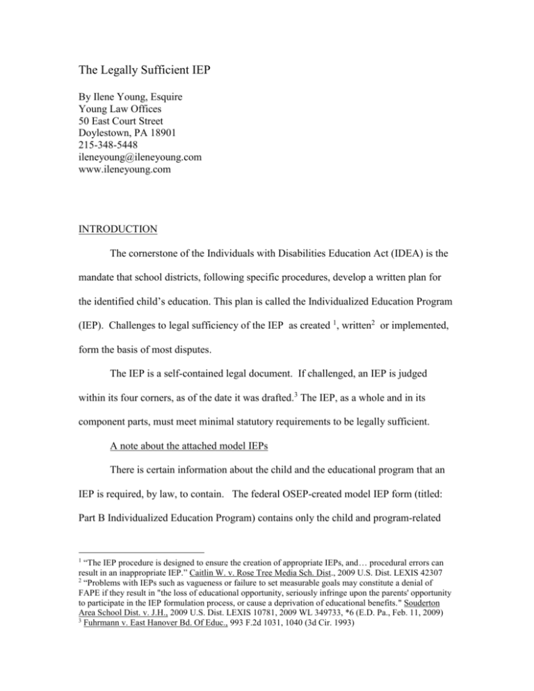 The Legally Sufficient IEP