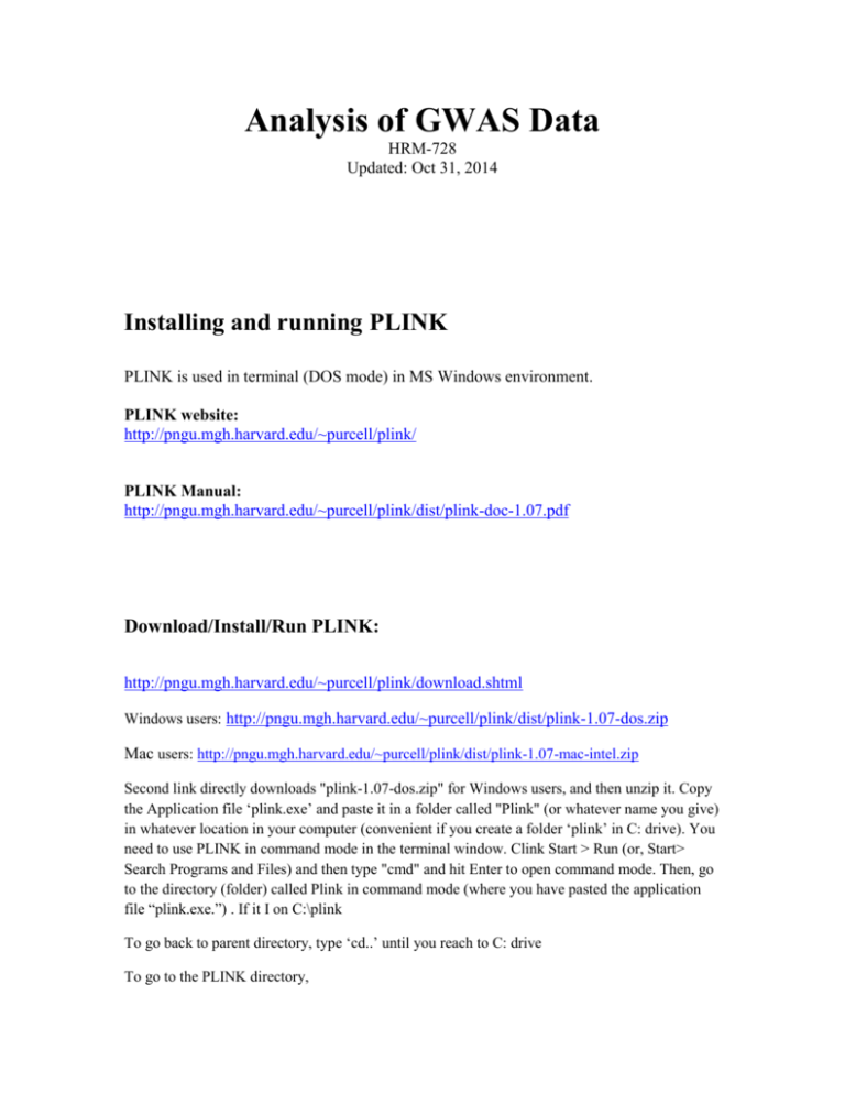 Analysis GWAS Data Through PLINK