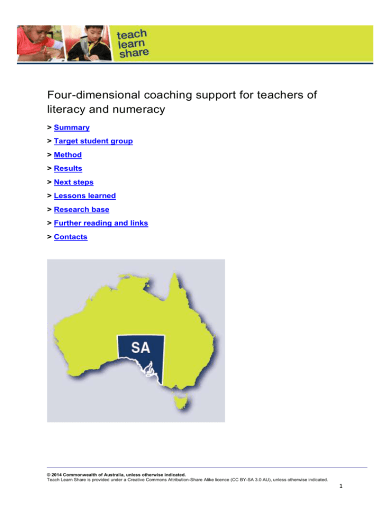 Four-dimensional coaching support for teachers of literacy