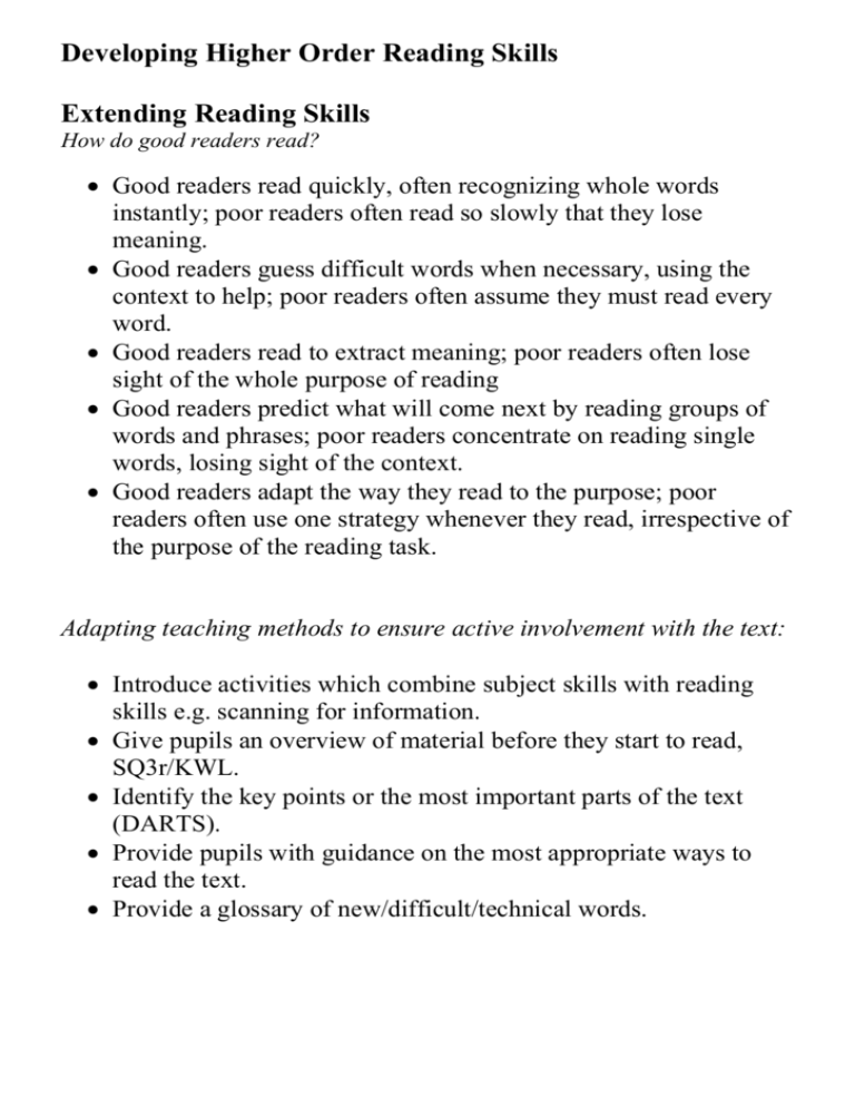 CA17 Developing Higher Order Reading Skills