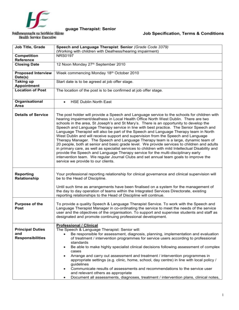 Speech Language Therapist Speech Language Therapist