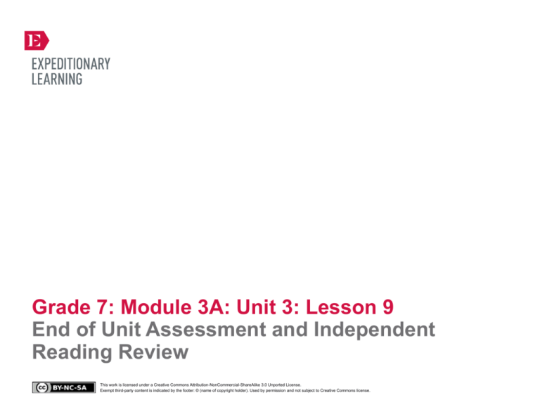 Grade 7 Module 3A Unit 3 Lesson 9 End Of Unit Assessment And Grade 7 Module 3A Unit 3 Lesson 9 End Of Unit Assessment And