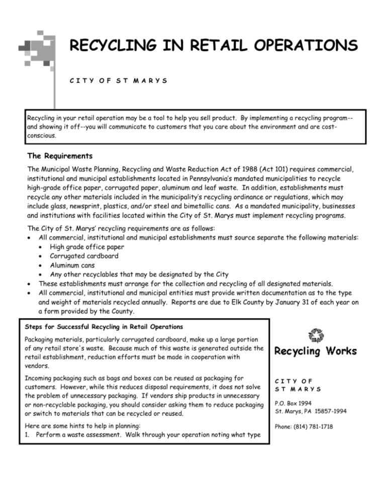 Recycling in Retail Operations