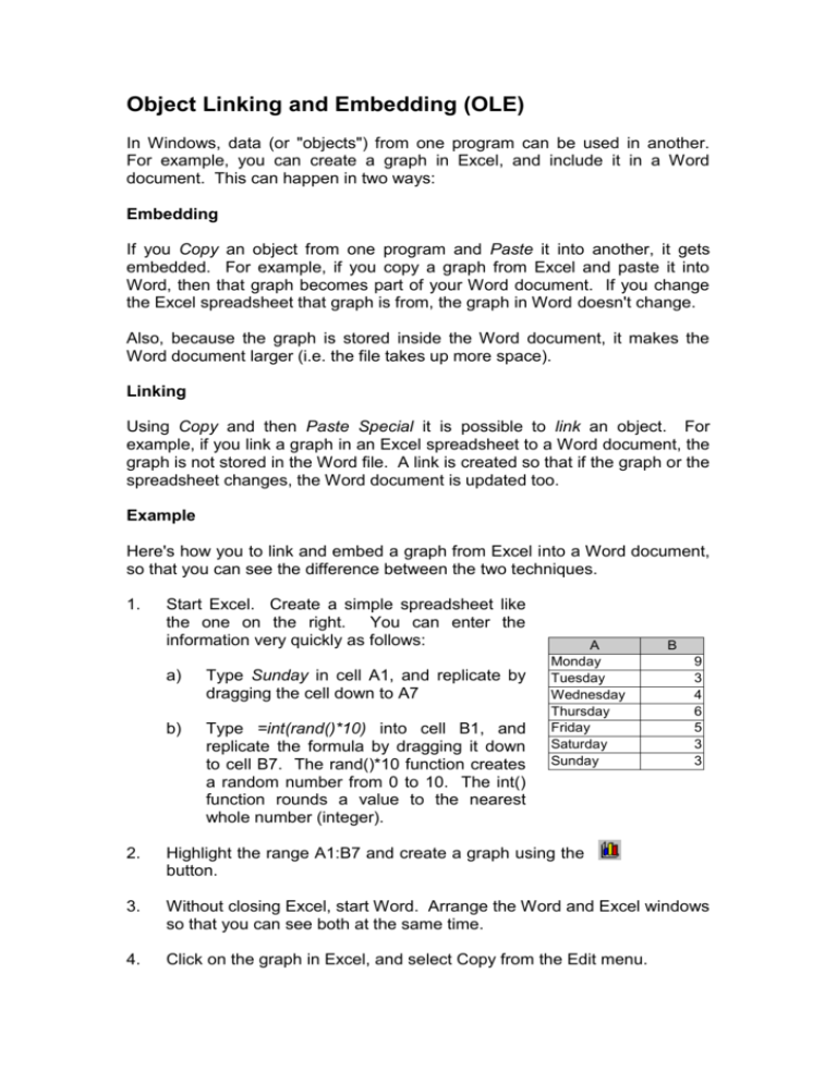 Object Linking And Embedding OLE 