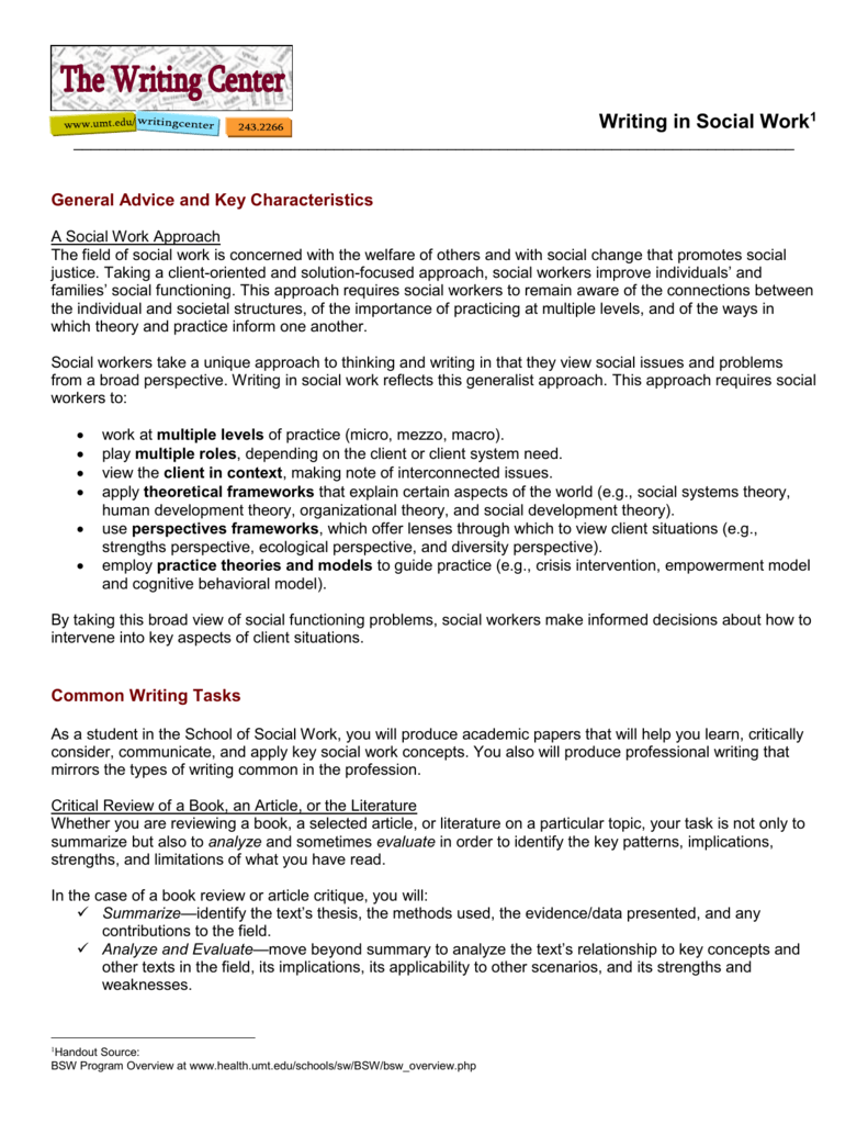 Writing In Social Work