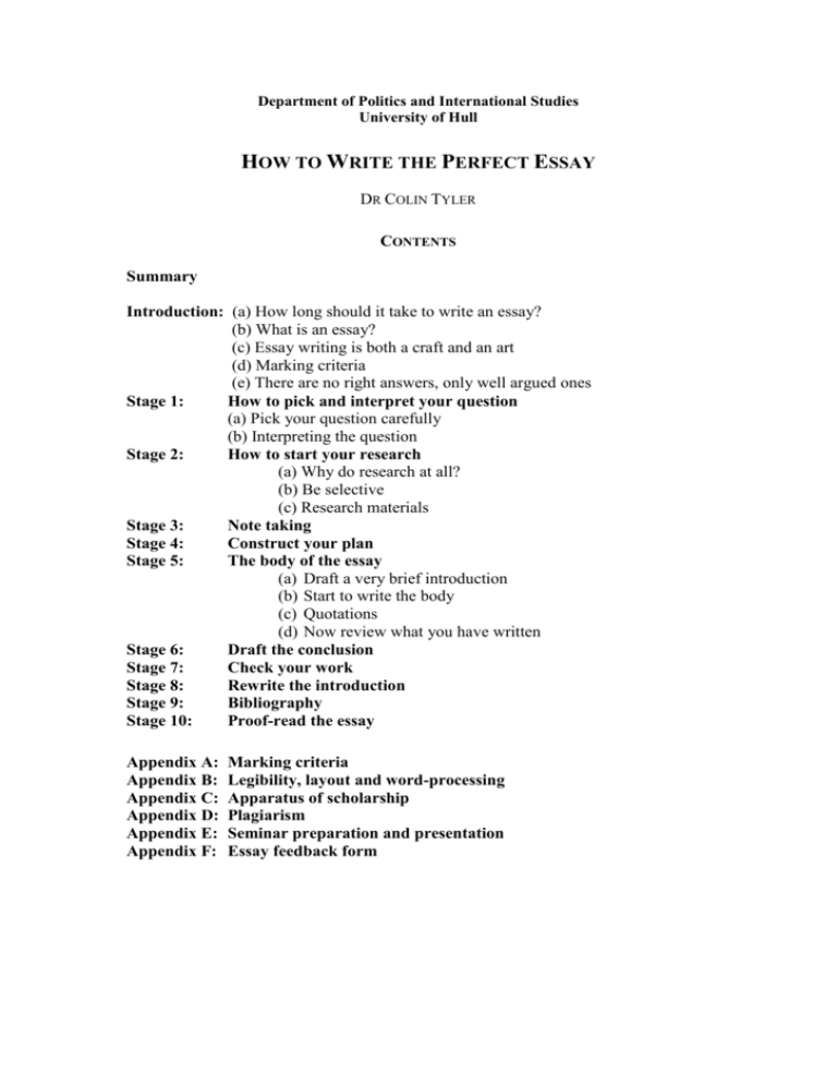 How To Write The Perfect Essay
