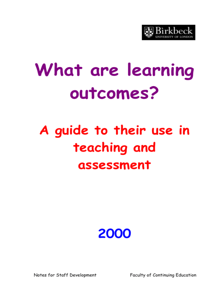 What Are Learning Outcomes