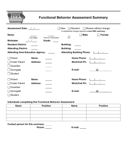 Behavior Intervention Plan: CHEAT SHEET