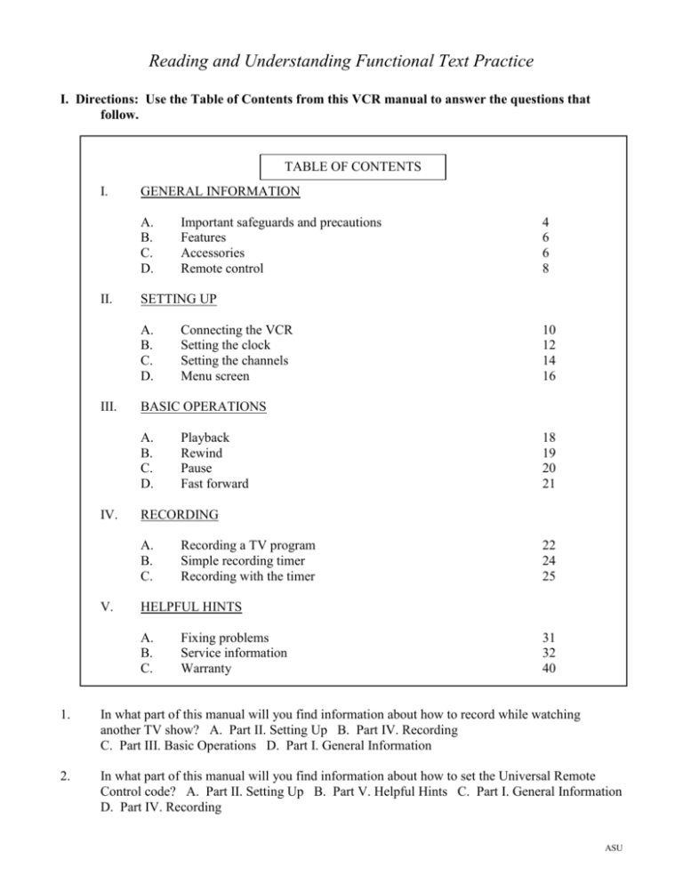 Functional Text Worksheets