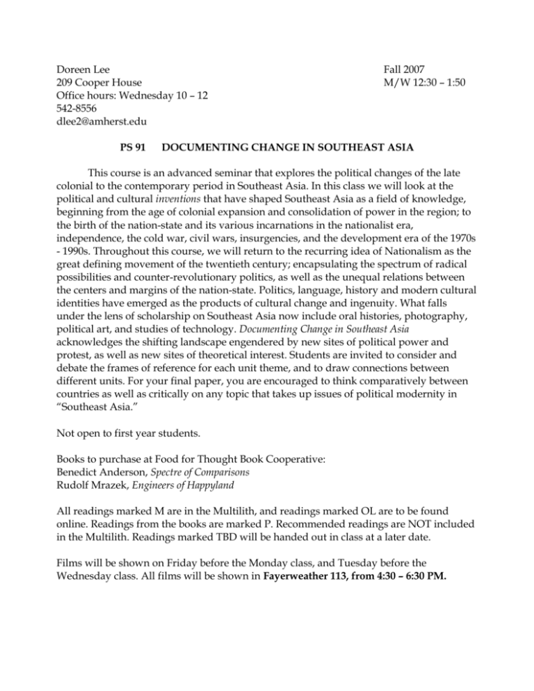 DOCUMENTING CHANGE IN SOUTHEAST ASIA