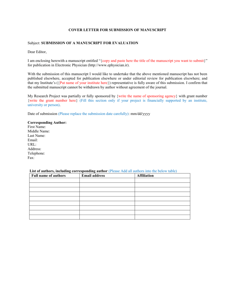 12 Cover Letter Manuscript Submission Example Cover Letter Example 