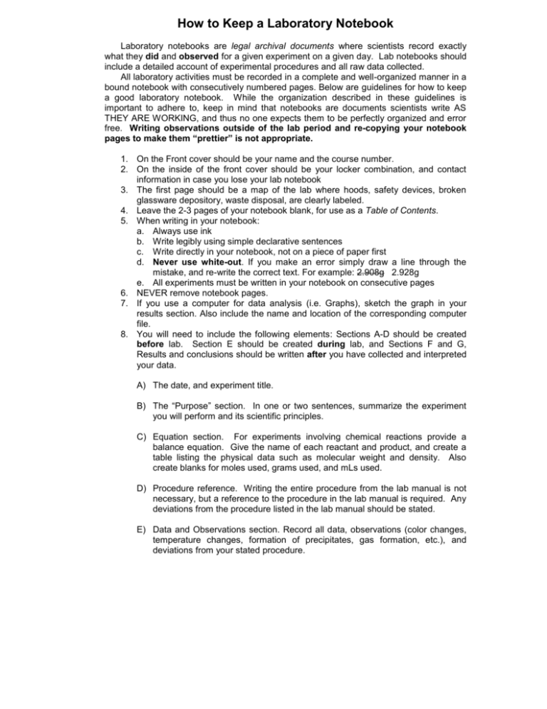 How To Keep A Laboratory Notebook How To Keep A Laboratory Notebook